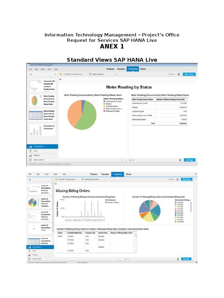 Anex 1: Standard Views SAP HANA Live | PDF