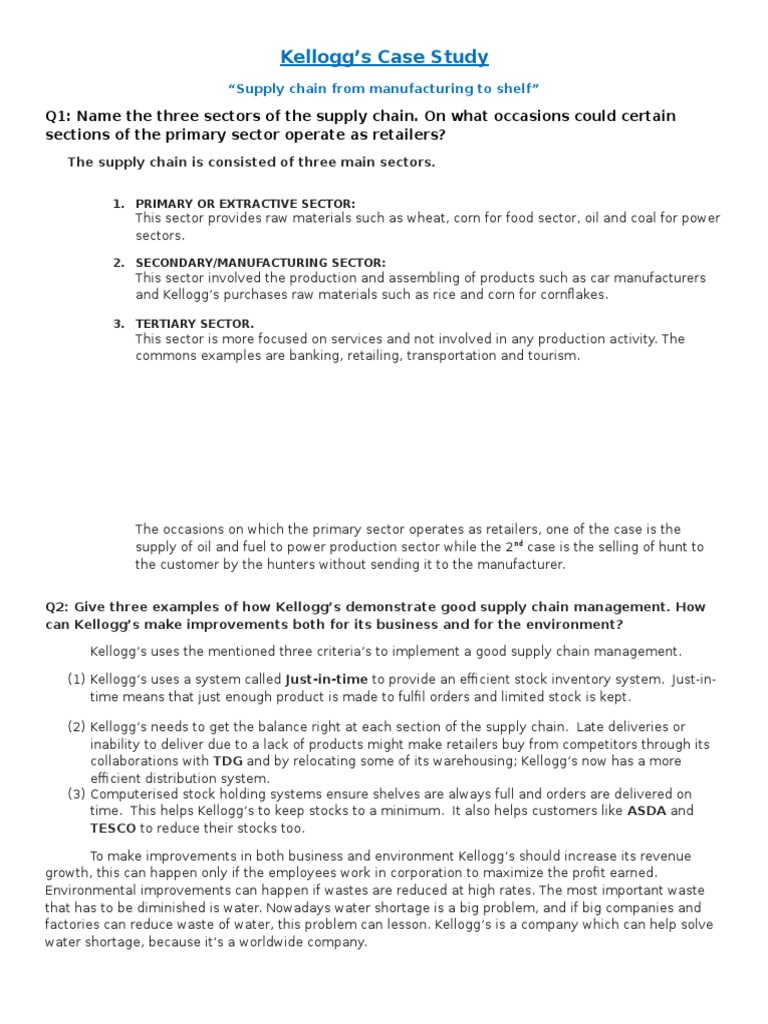 Kelloggs Case Study | PDF | Supply Chain | Retail