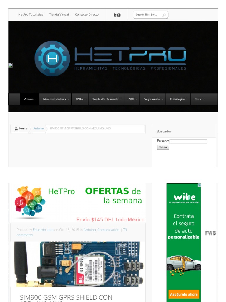 Sim900 GSM Shield + Arduino Uno - Hetpro - Tutoriales | PDF | Arduino | Electrónica