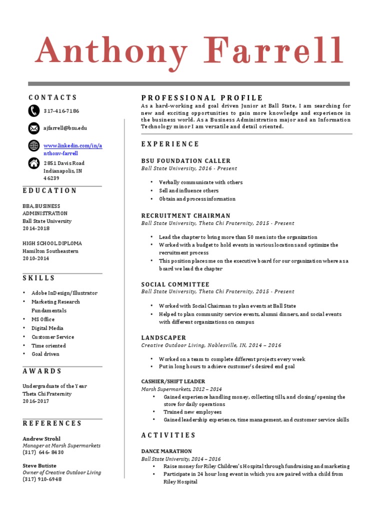 Anthony Farrell - Resume | Download Free PDF | Fraternities And Sororities | Business