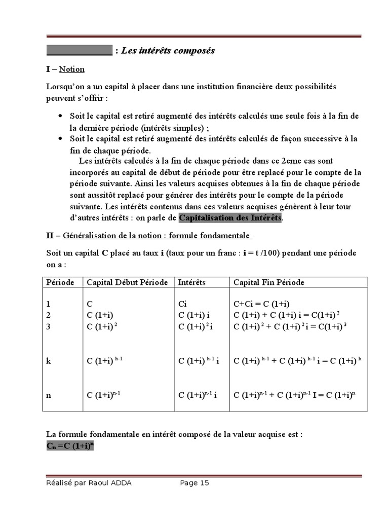 Interets Composes | PDF | Intérêts composés | Risque financier