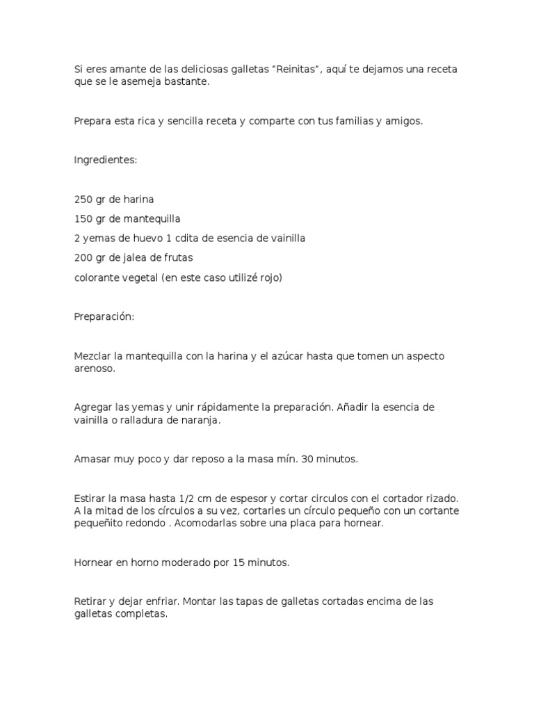 Galletas Reinitas | PDF | Cocina, comidas y vino
