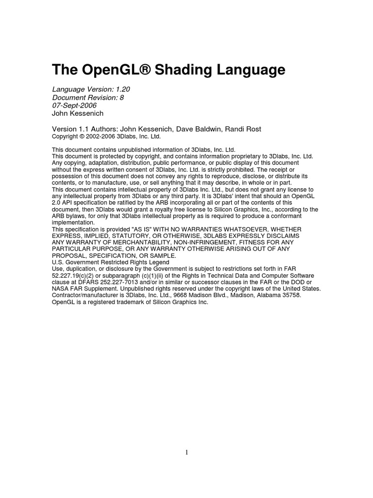 The OpenGL Shading Language | Download Free PDF | Compiler | Programming Language