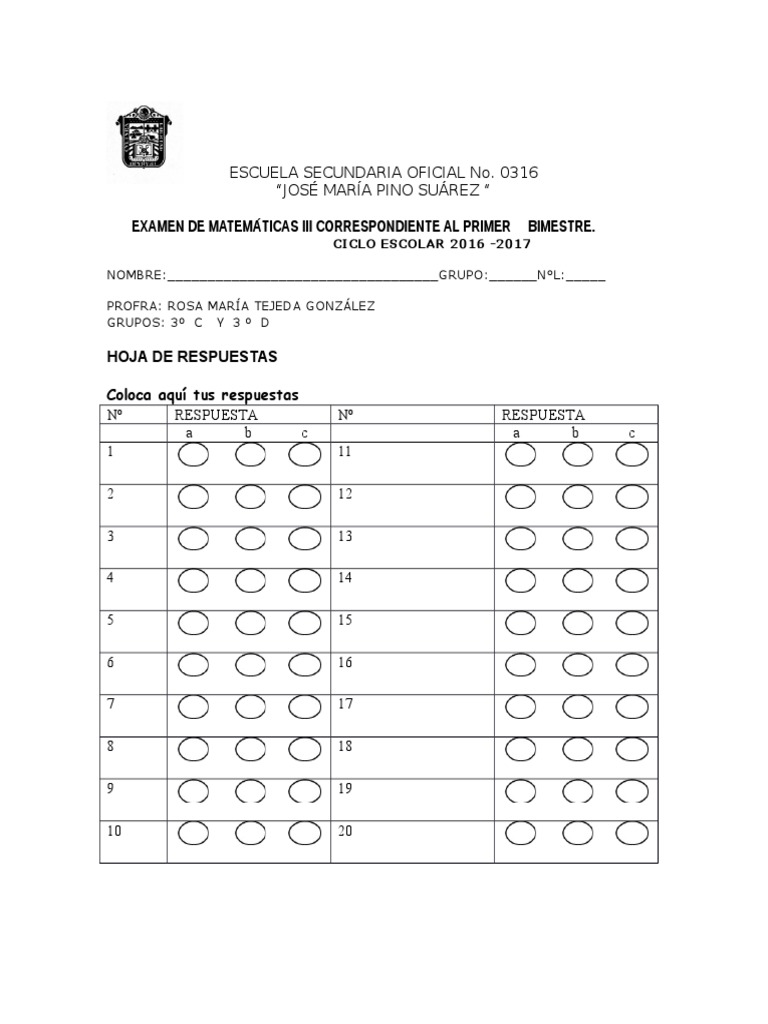 Hoja de Respuestas ABC | PDF