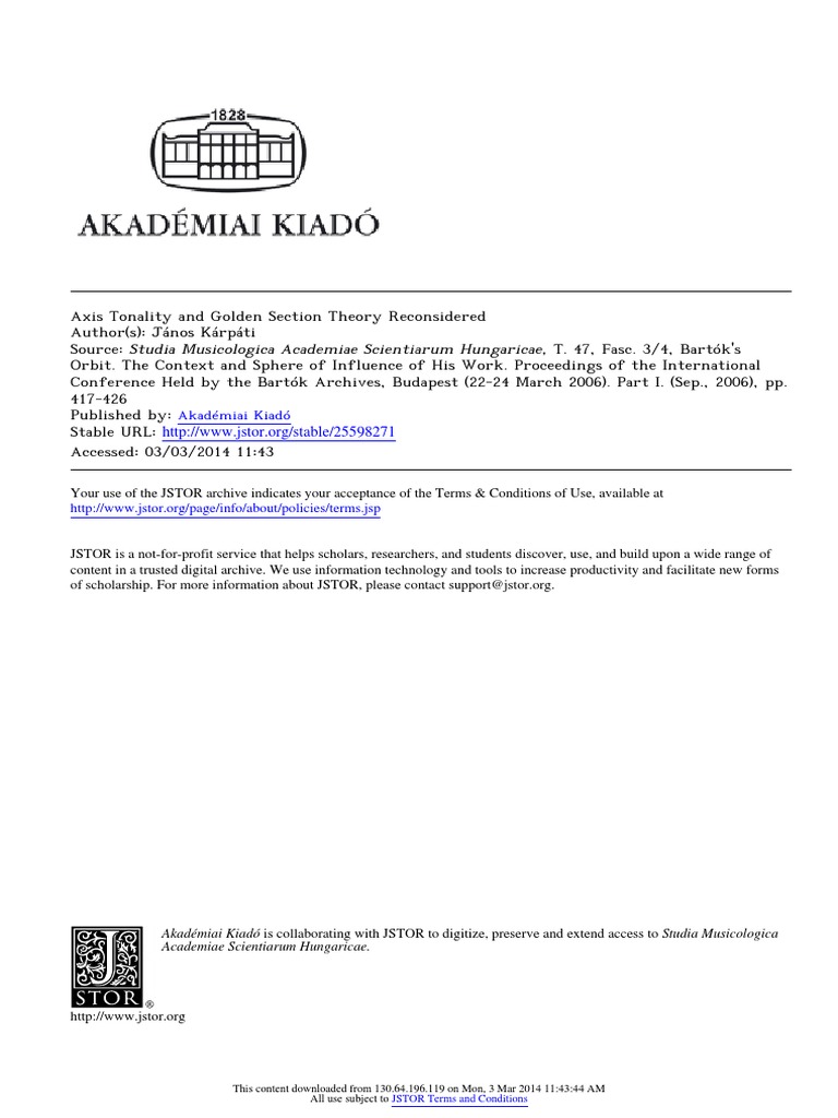 Axis Tonality and Golden Section Theory Reconsidered | PDF | Scale ...