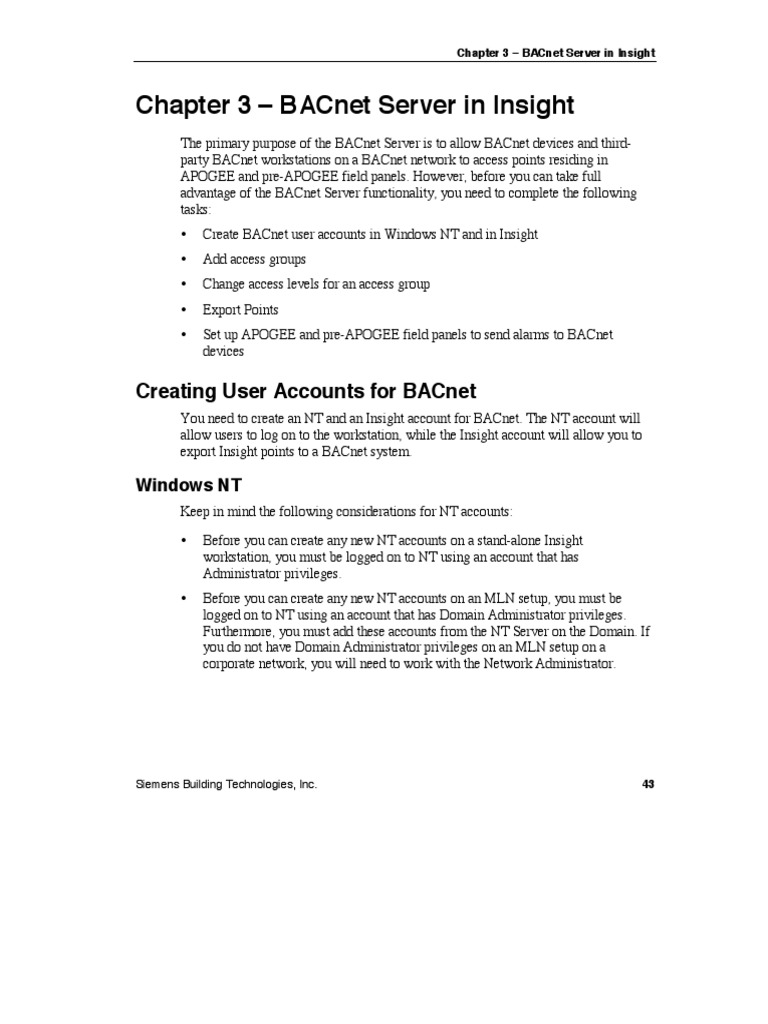 Chapter 3 - Bacnet Server in Insight: Creating User Accounts For Bacnet | PDF | User (Computing ...