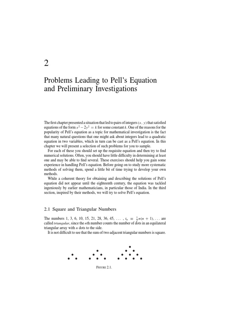 Pell S Equation Problems And Solutions Pdf Equations Rectangle