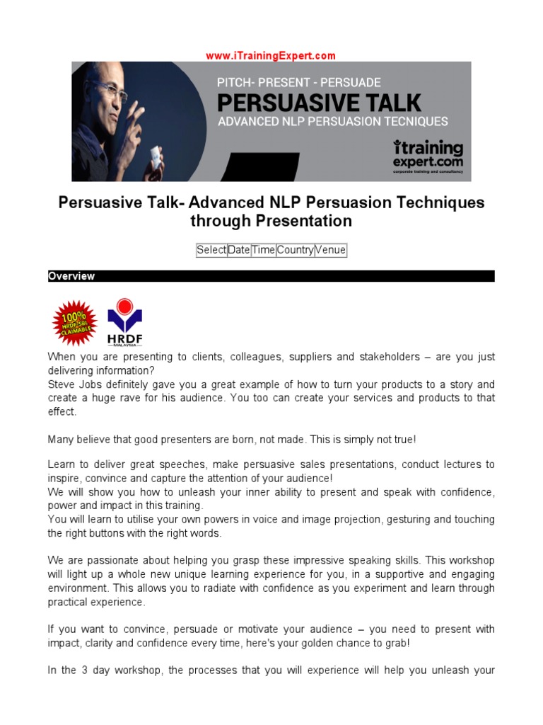 Persuasive Presentation Skills | PDF | Neuro Linguistic Programming ...