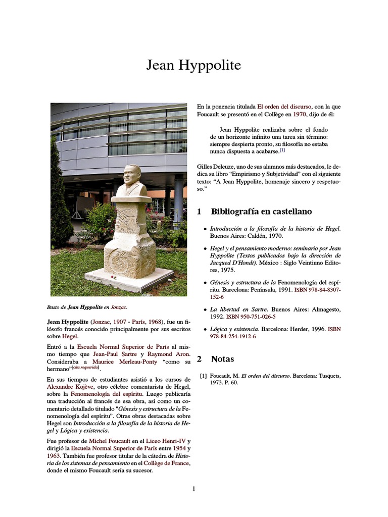 Jean Hyppolite | PDF | Filosofía contemporánea | Filosofía occidental