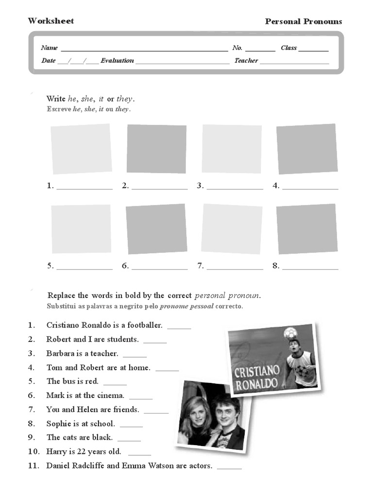 Worksheet: Escreve He, She, It Ou They | PDF