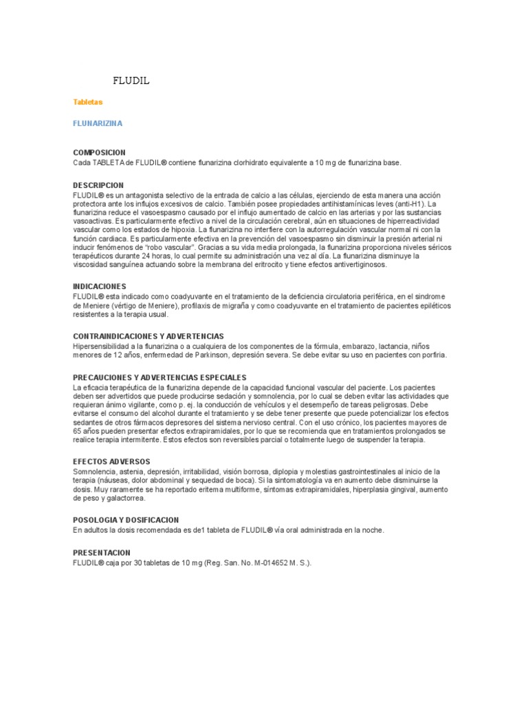 FLUDIL | PDF | Depresión (estado de ánimo) | Migraña