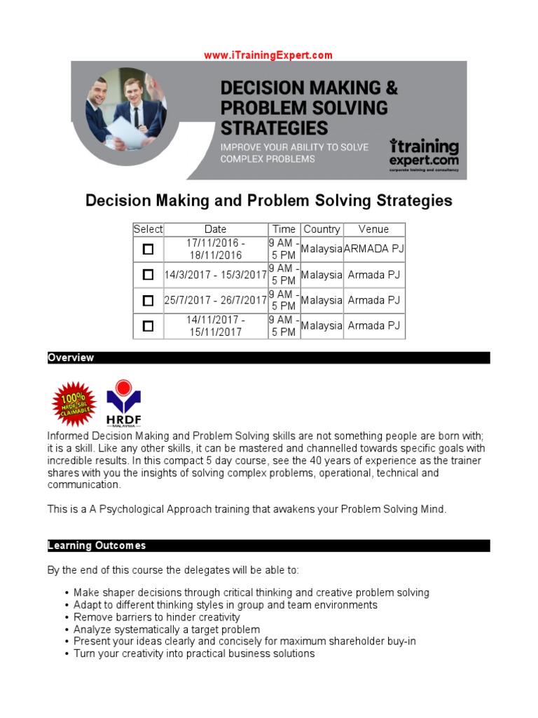 Decision Making & Problem Solving Course | PDF | Thought | Creativity