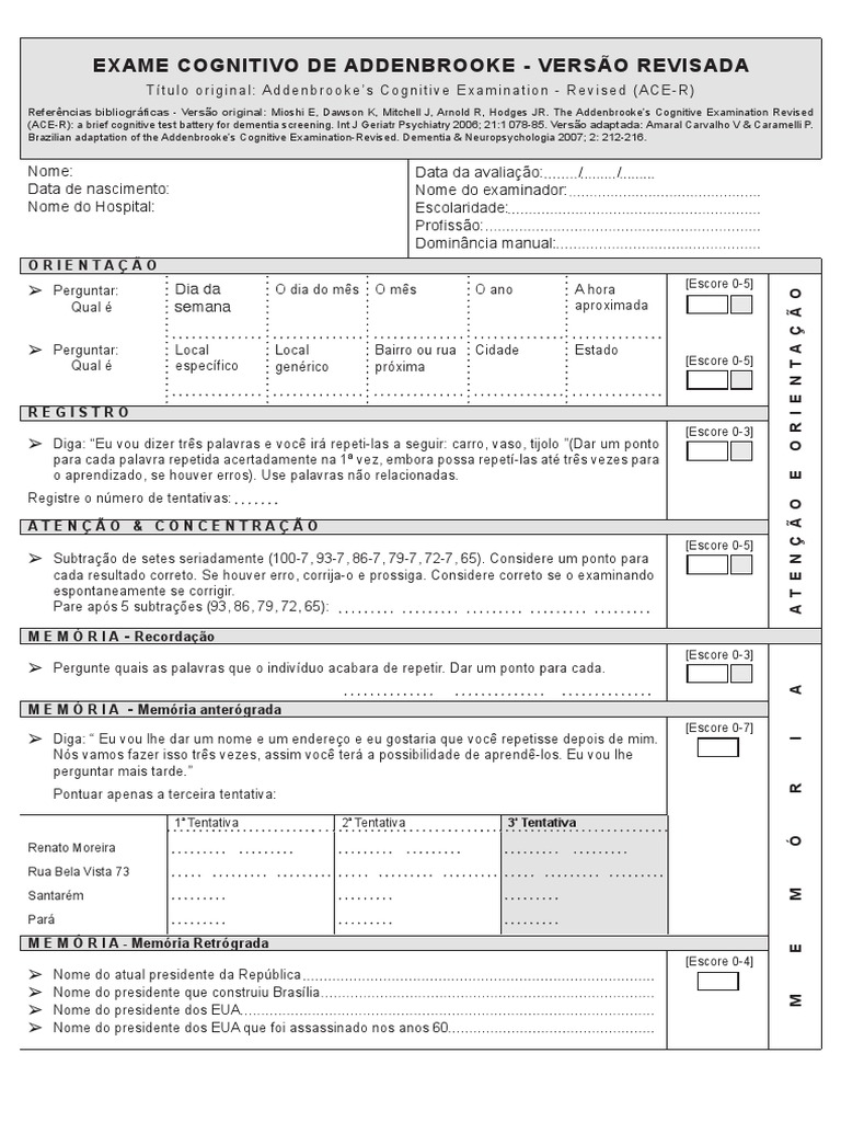 Addenbrooke A Escala | PDF | Cognição | Ciência cognitiva