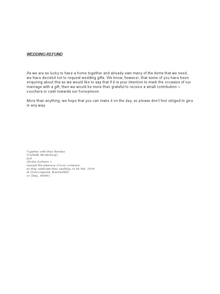 Wedding Gift Contribution Request | PDF