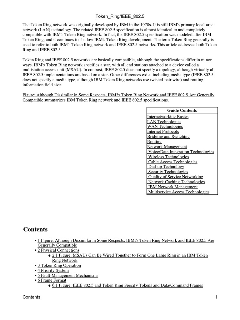 Token Ring-IEEE 802.5 | PDF | Computer Network | Areas Of Computer Science