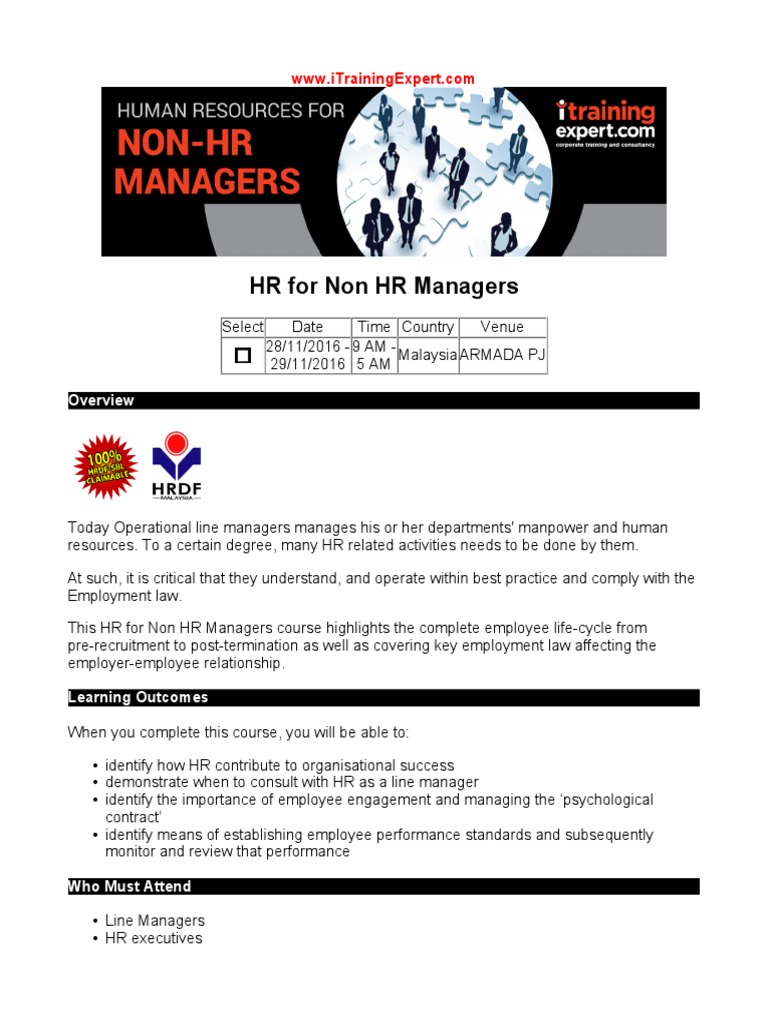 HR For Non HR Managers | PDF | Human Resource Management | Employment