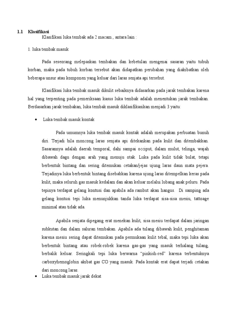 Klasifikasi Luka Tembak | PDF