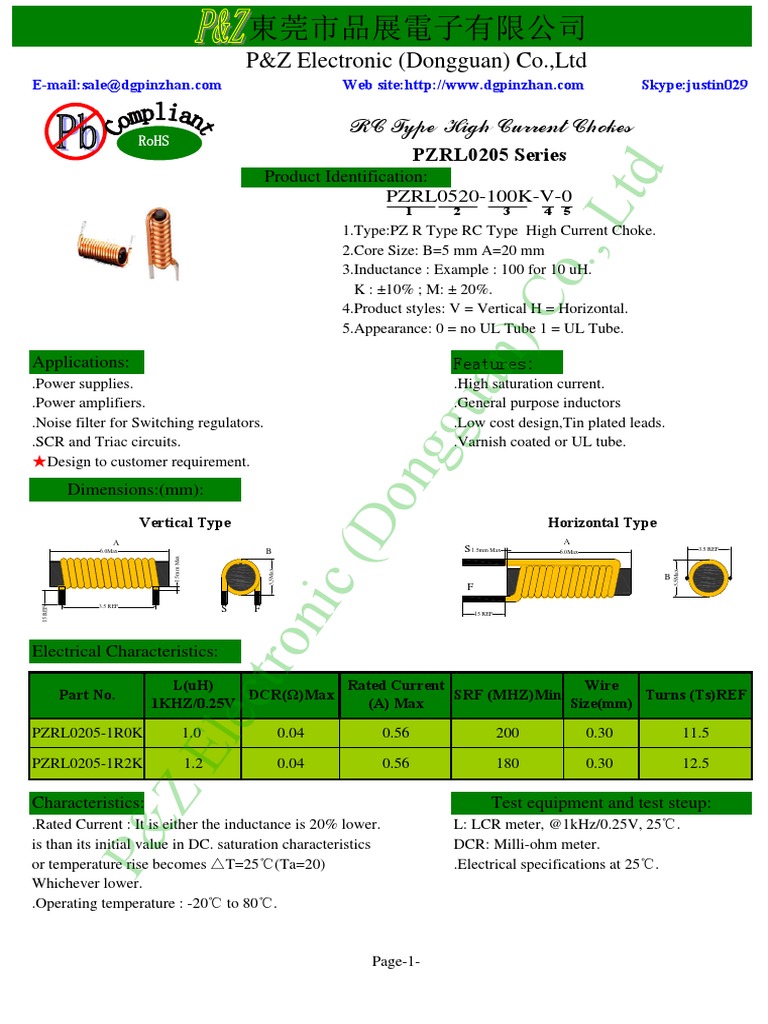 RC Type High Current Chokes | PDF