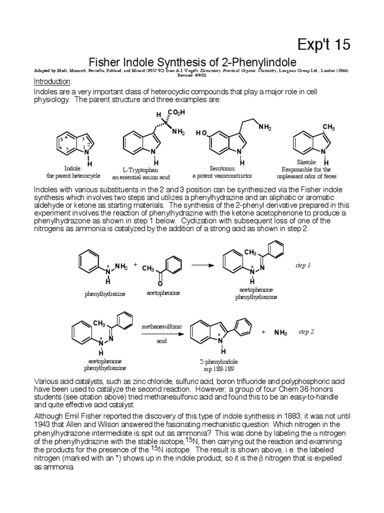 Sintesis de 2-Fenilindol | PDF | Chemical Reactions | Acid