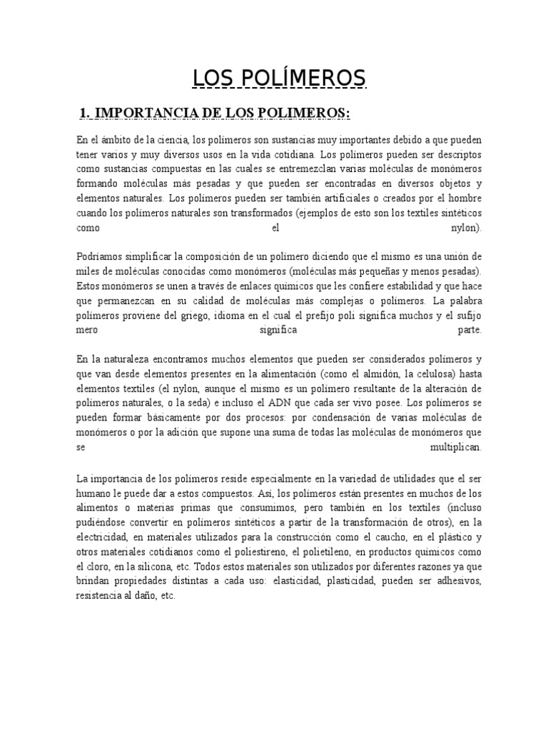 Polimeros | PDF | Polímeros | Materiales