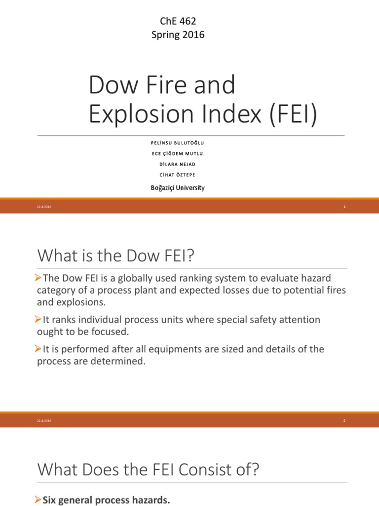 Dow Fire and Explosion Index (FEI) PDF | PDF | Explosion | Flammability