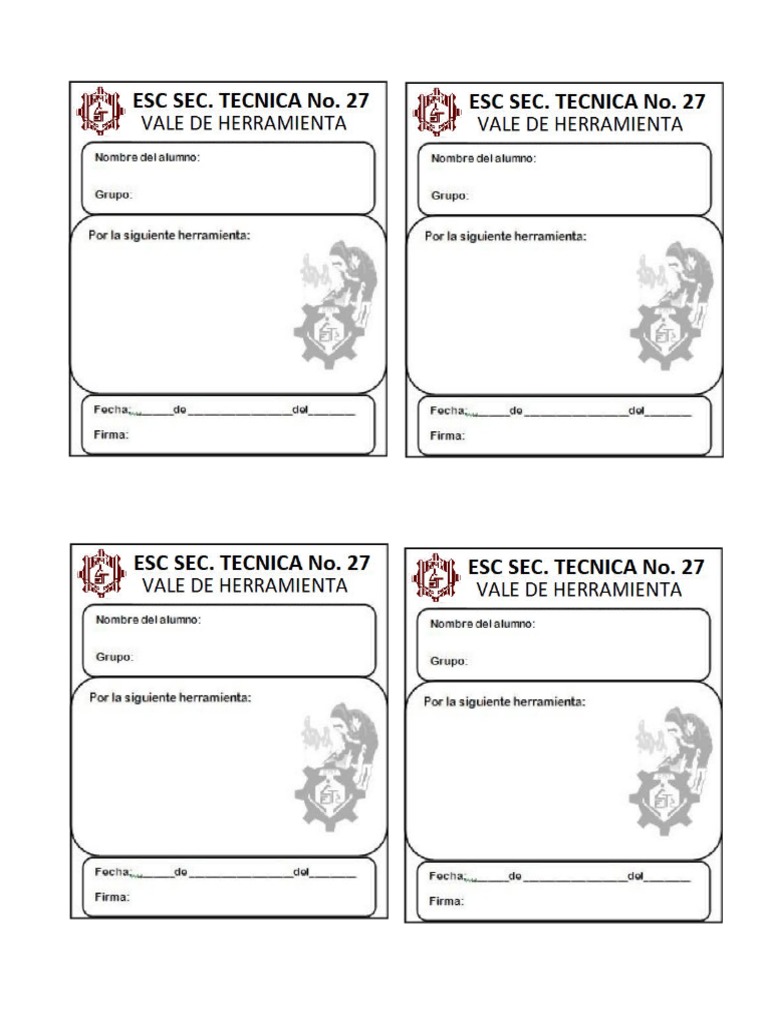 Vale de Herramienta | PDF