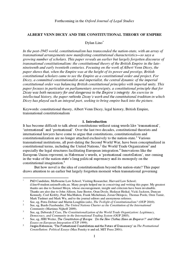 Albert Venn Dicey and The Constitutional | PDF | Imperialism | British ...