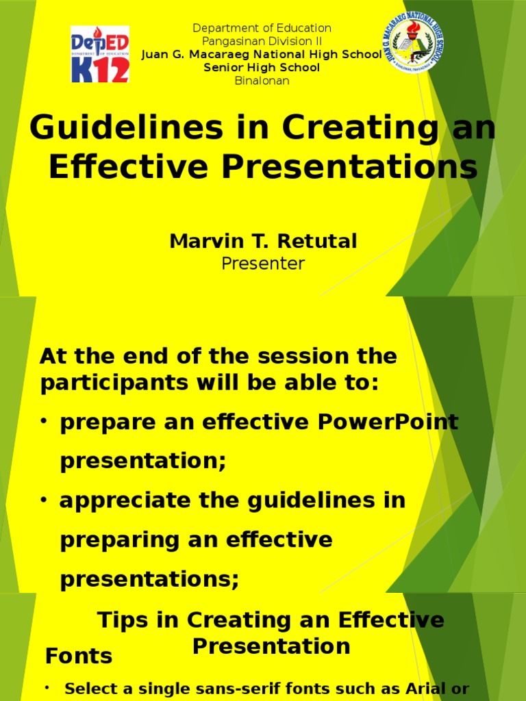 Guidelines in Creating An Effective Presentations | PDF | Typefaces | Text