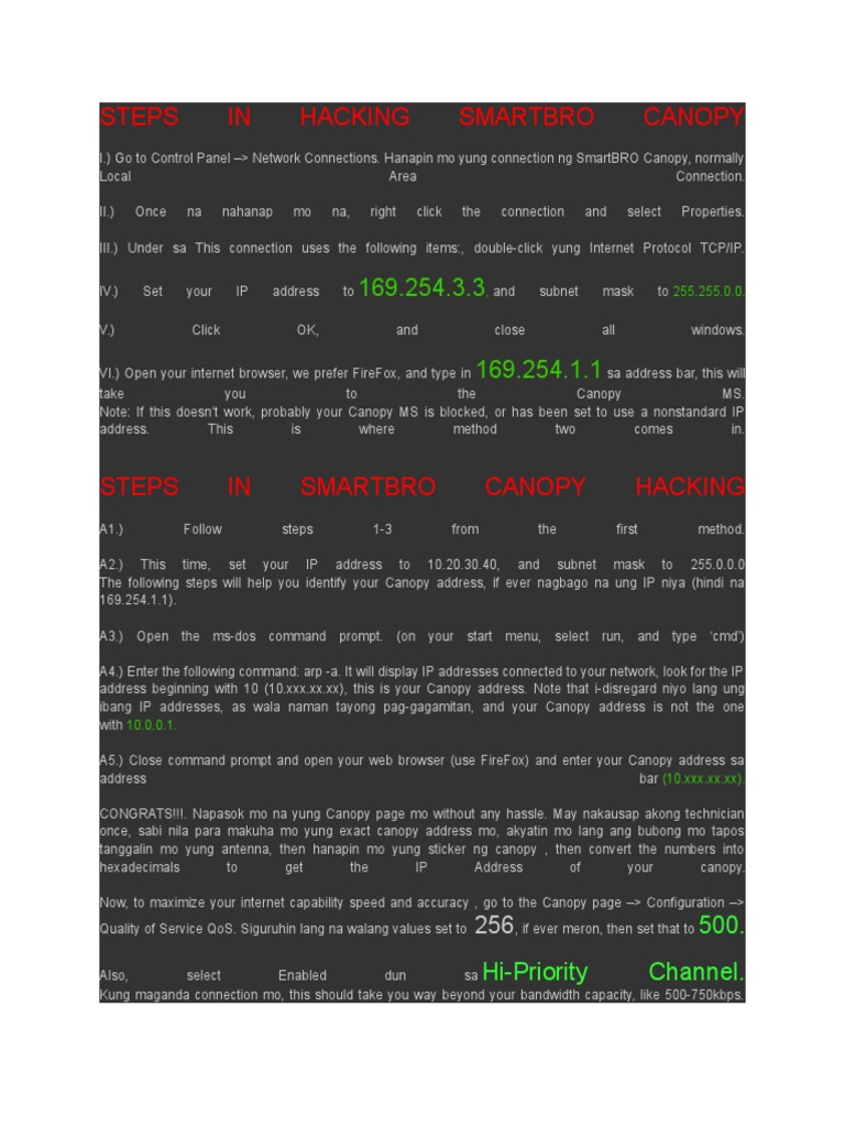 Steps in Hacking Smartbro Canopy | PDF