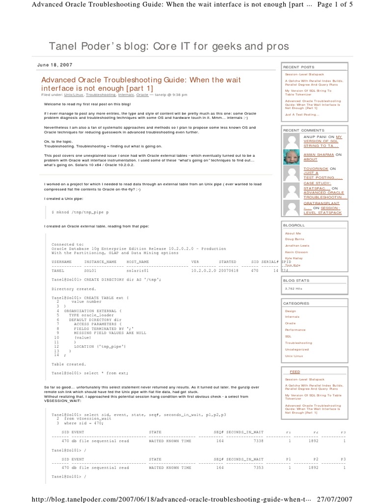 11 Advanced Oracle Troubleshooting Guide When The Wait Interface Is Not Enough | PDF | Library ...
