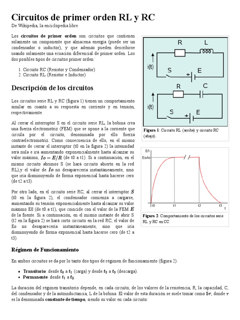 Circuitos de Primer Orden RL y RC | PDF | Inductor | Condensador