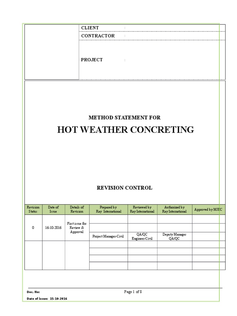 MS For Hot Weather Concreting | PDF | Construction Management | Concrete