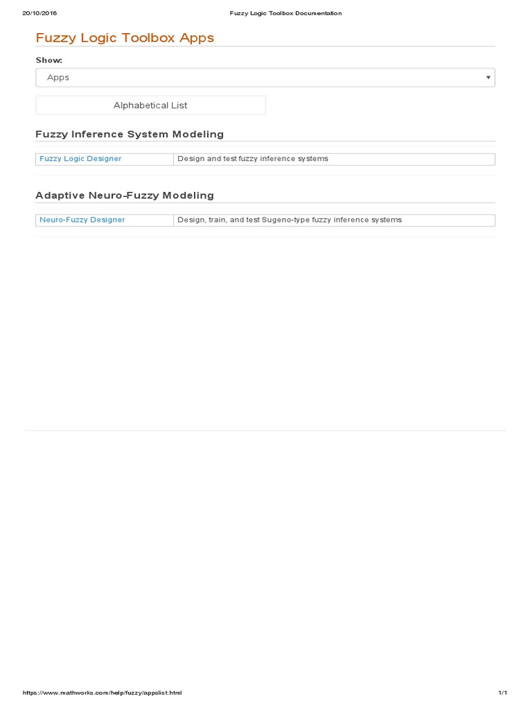 Fuzzy Logic Toolbox Documentation App | PDF