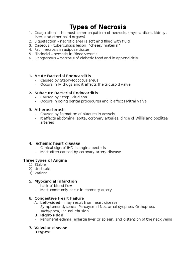 Types of Necrosis: 1. Acute Bacterial Endocarditis | PDF