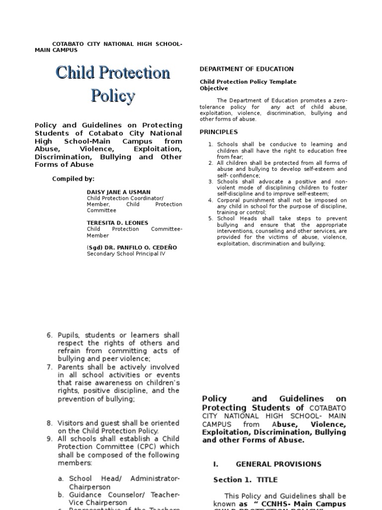 Cotabato City National High School's Comprehensive Child Protection ...
