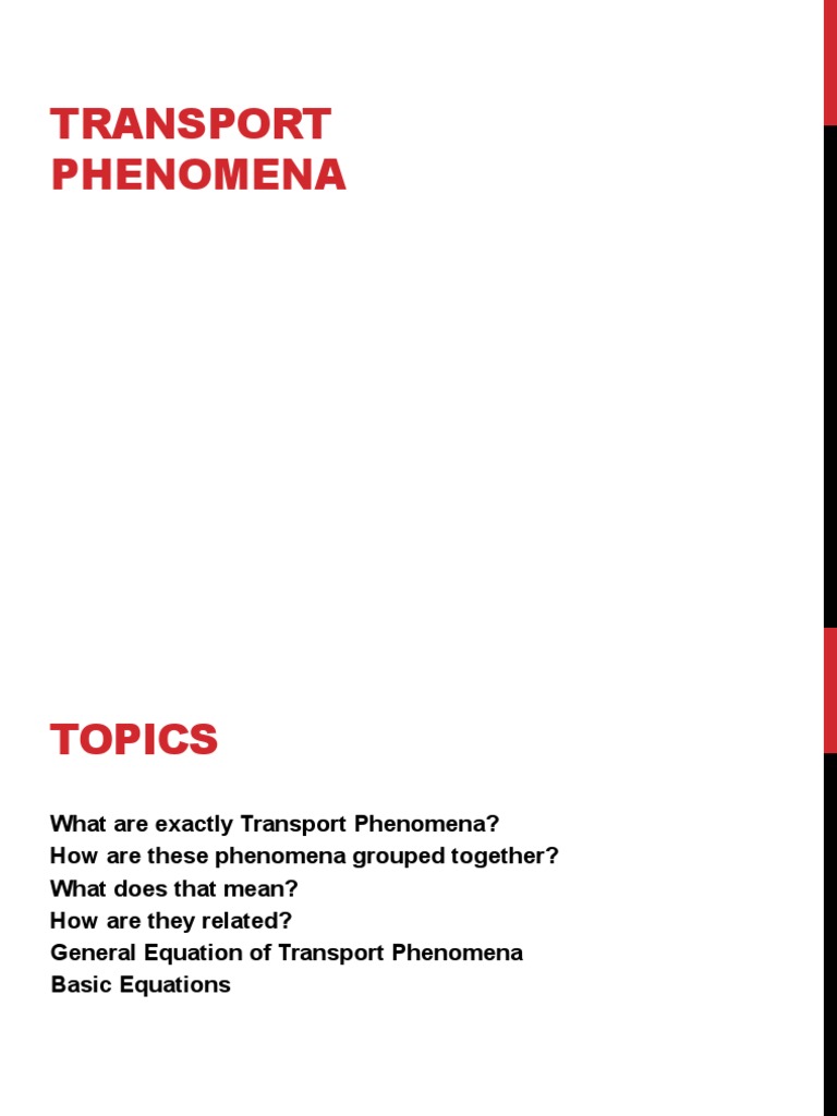 1 - Transport Phenomena Introduction | Transport Phenomena | Gases