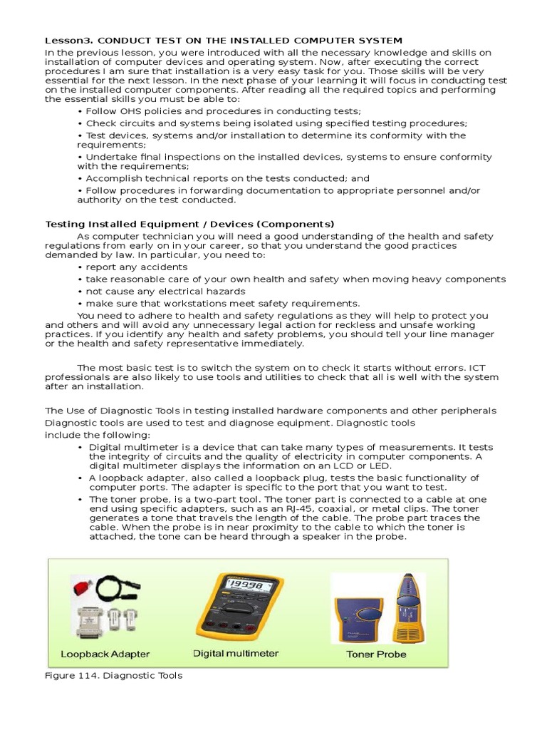 Lesson3. Conduct Test On The Installed Computer System | PDF | Ip ...