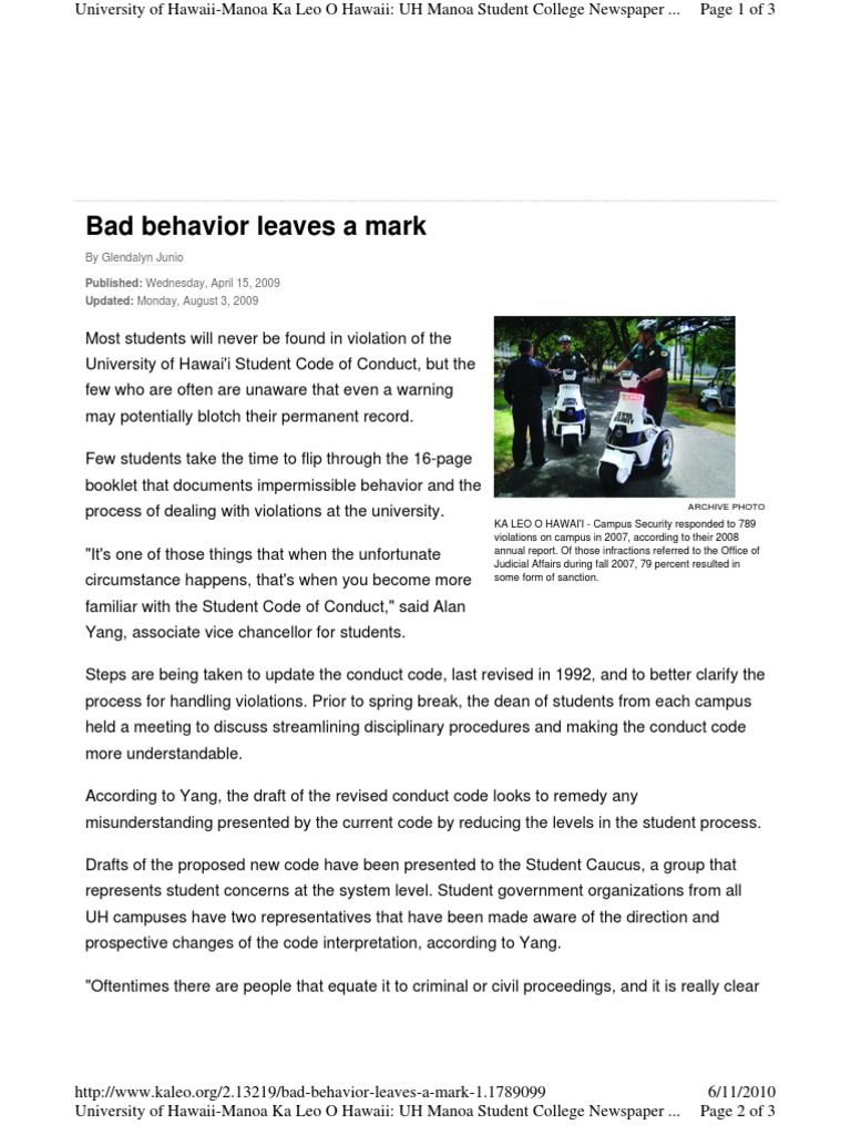 Understanding UH Student Conduct Violations | PDF | Social Institutions ...