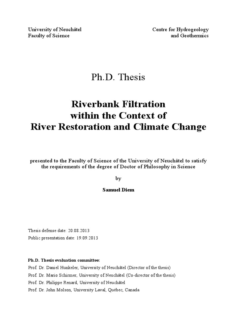 Riverbank Filtration Within The Context of River Restoration and ...