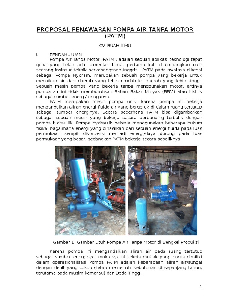 Proposal Penawaran Pompa Air Tanpa Motor | PDF