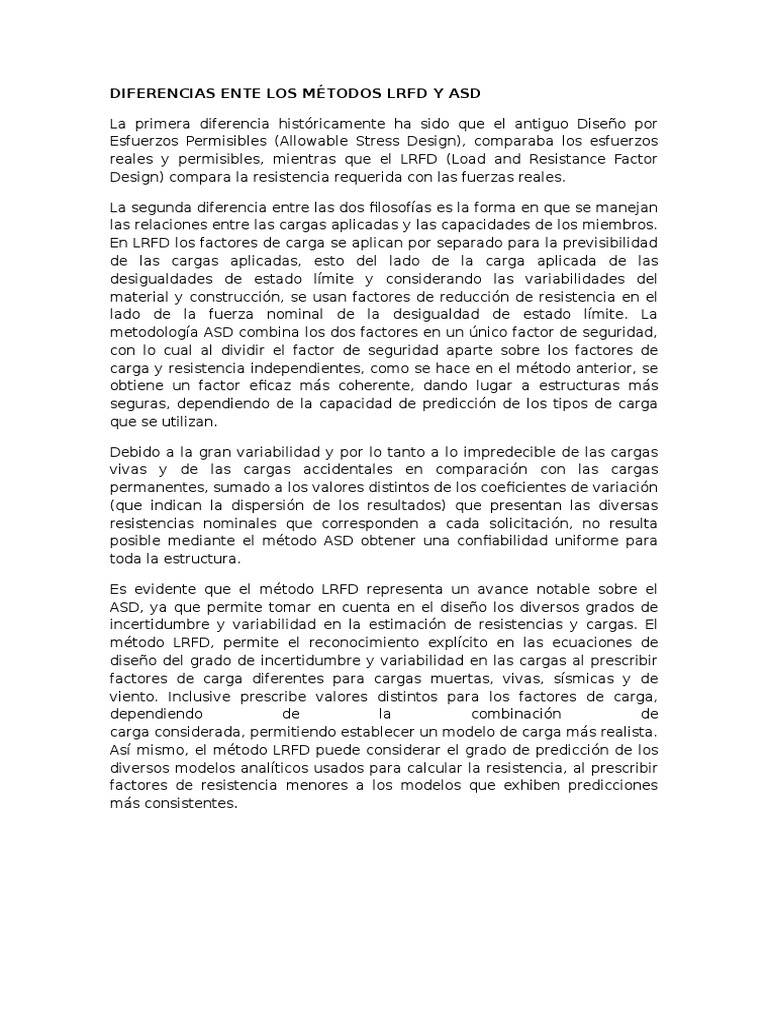 Comparativa LRFD y ASD en Diseño Estructural | PDF