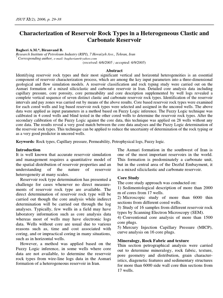 Characterizing Reservoir Rock Types Using Fuzzy Logic | PDF ...