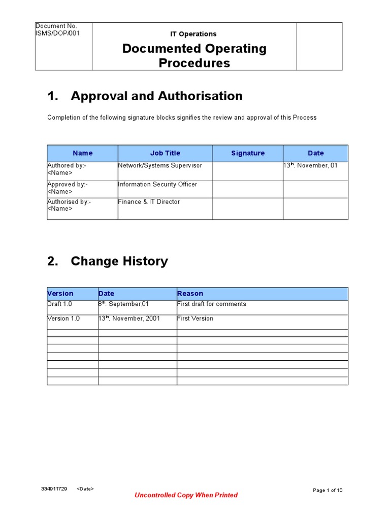IT Operations - Document Operating Procedures | PDF | Information ...