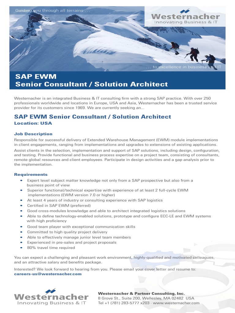SAP EWM Senior Consultant Role at Westernacher | PDF