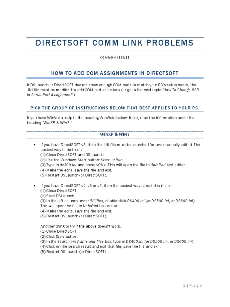 DirectSOFT Comm Link Problems | PDF | Programmable Logic Controller | Microsoft Windows