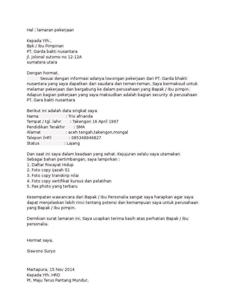 Lamaran Kerja Security dan Marketing | PDF | Karier & Perkembangan