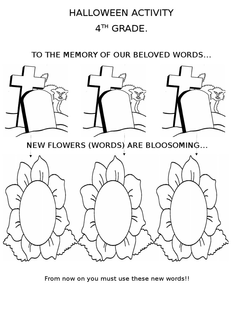 Halloween Activity 4 Grade.: To The Memory of Our Beloved Words | PDF