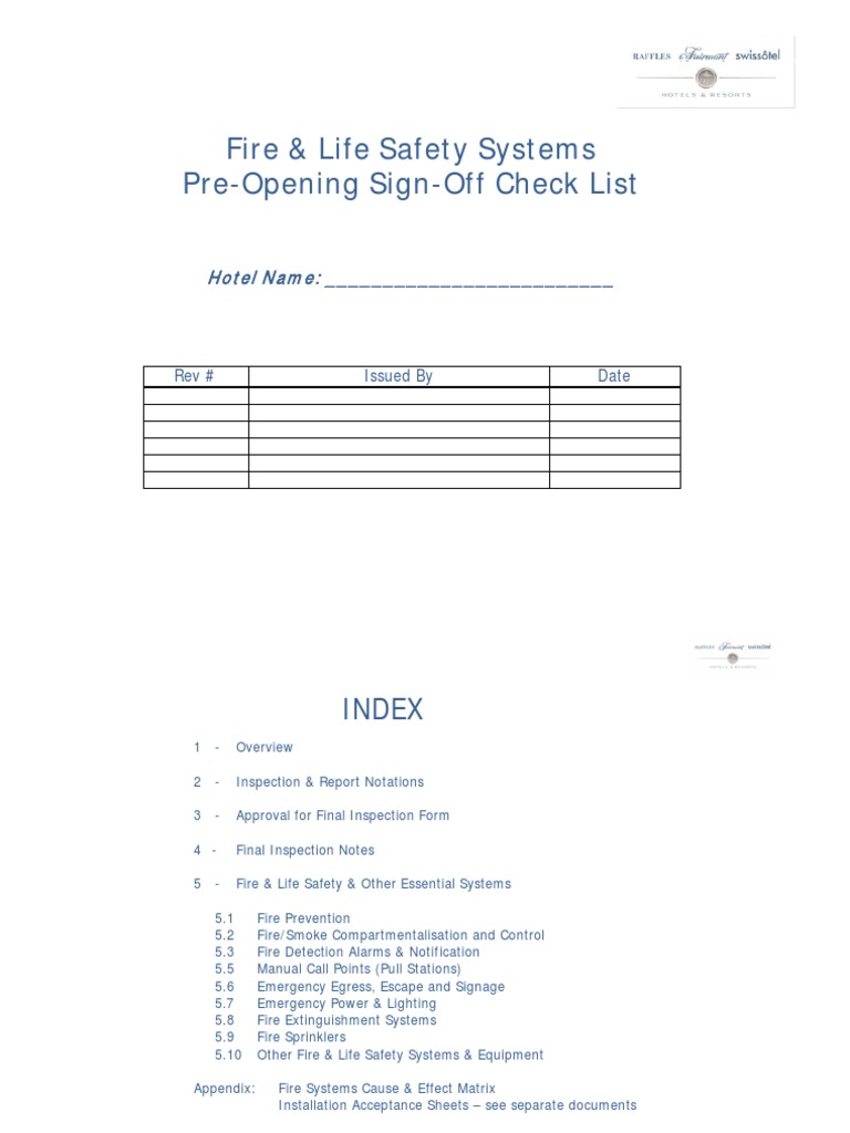 Fire Safety Check List | Download Free PDF | Fire Sprinkler System ...