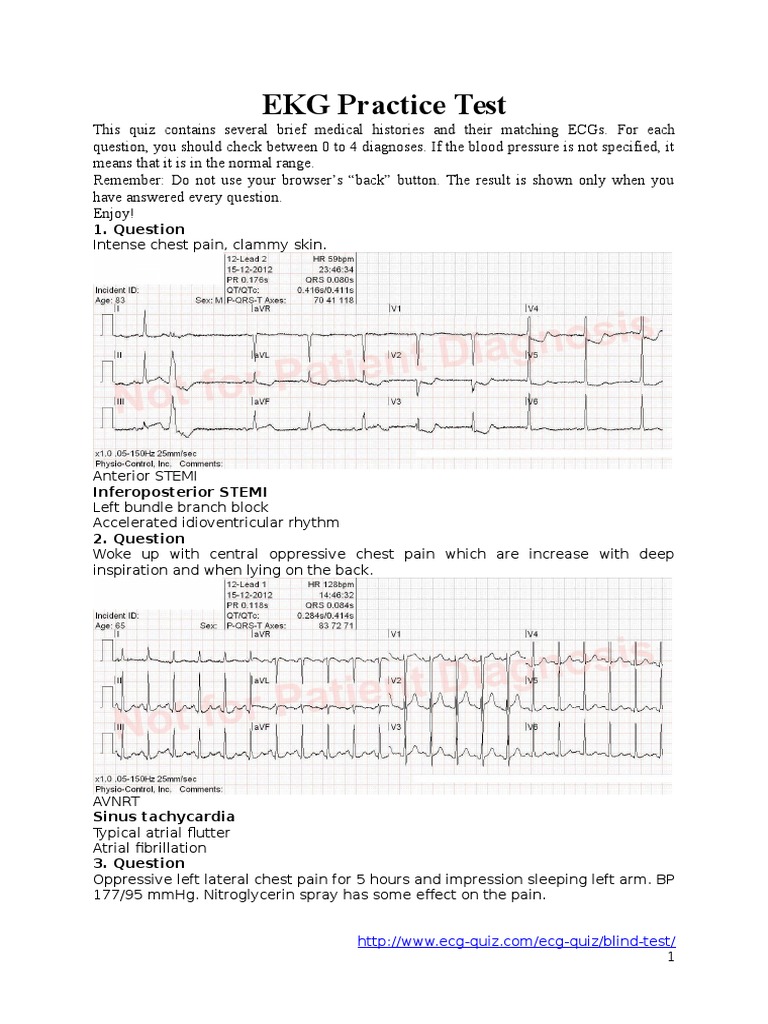EKG Practice Test | Download Free PDF | Myocardial Infarction ...