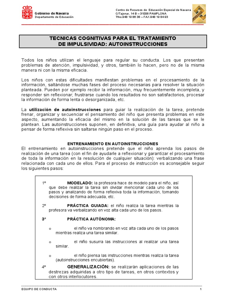 ENTRENAMIENTO en Autoinstrucciones | Maestros | Información